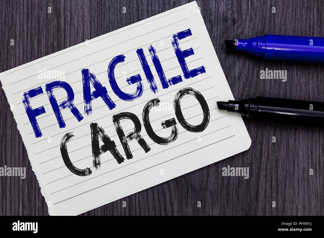 Writing note showing Fragile Cargo. Business photo showcasing Breakable ...
