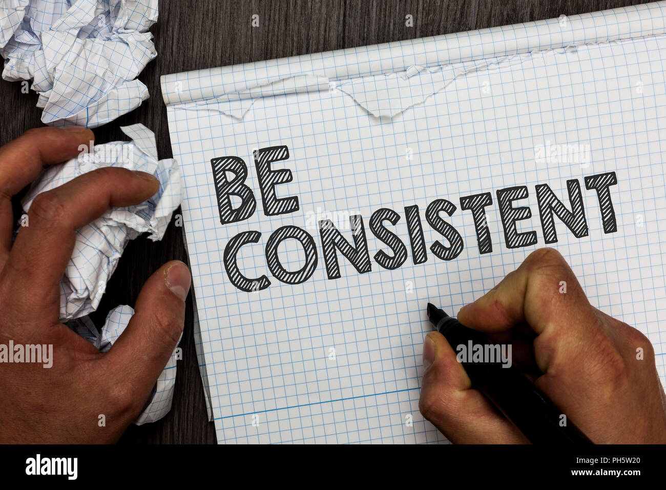 Word writing text Be Consistent. Business concept for Uniform ...