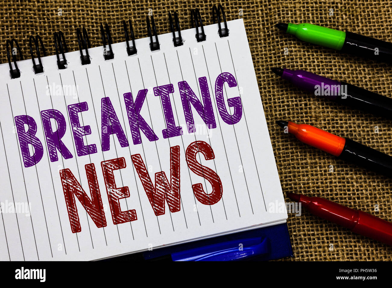 Text sign showing Breaking News. Conceptual photo Special Report ...
