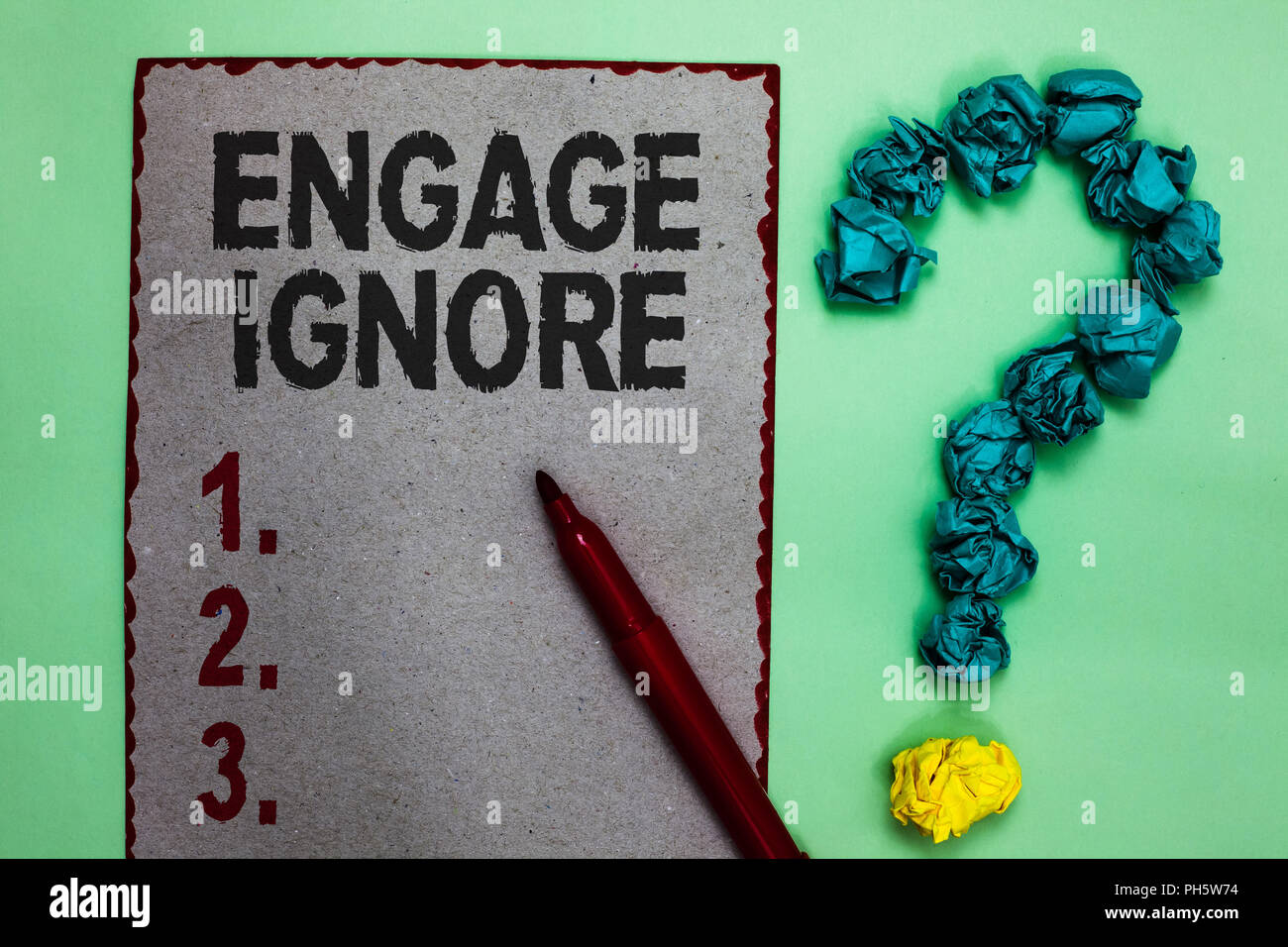 Handwriting text writing Engage Ignore. Concept meaning Silent ...