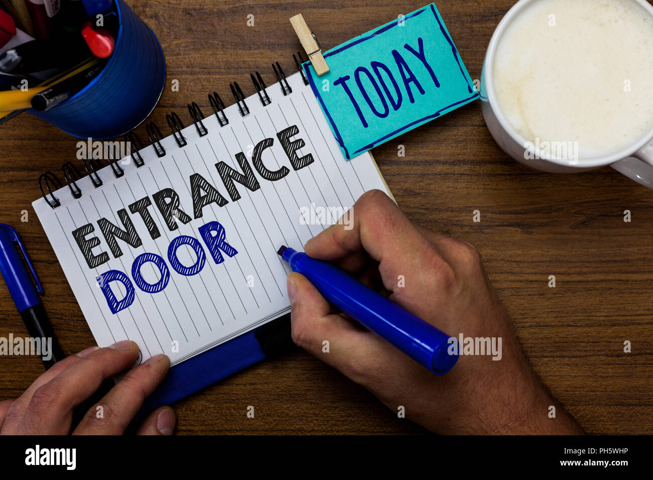 Text sign showing Entrance Door. Conceptual photo Way in Doorway Gate ...