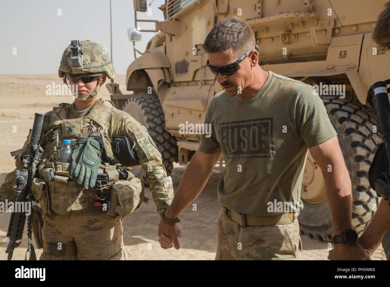 U.S. Army Chaplain Matthew Frost, 3rd Cavalry Regiment, prays with ...