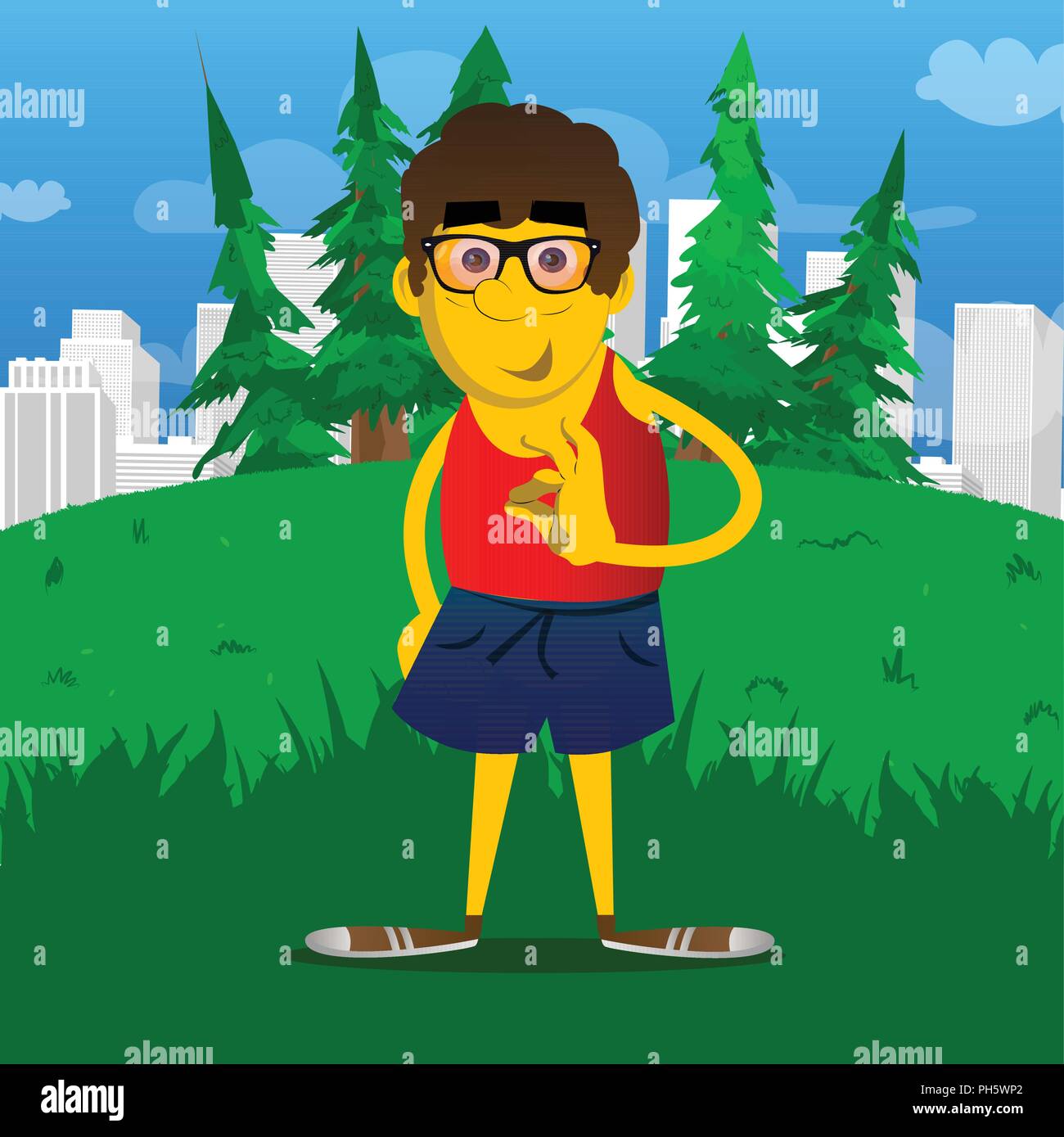 Yellow man showing ok sign. Vector cartoon illustration Stock Vector ...