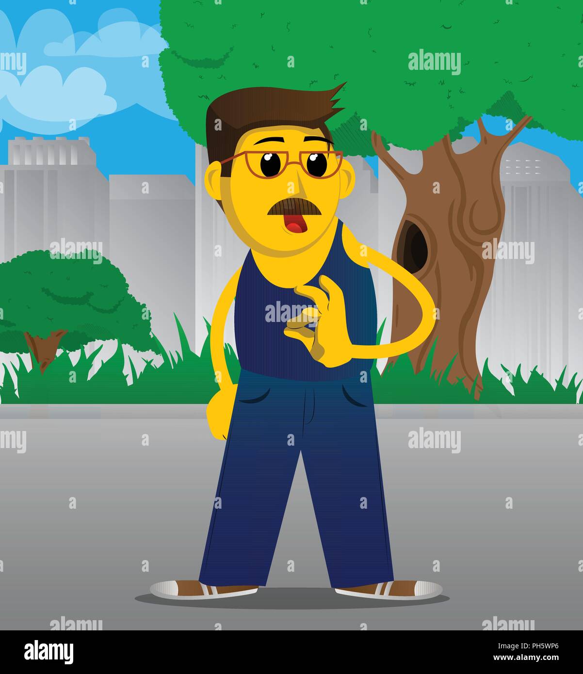 Yellow man showing ok sign. Vector cartoon illustration Stock Vector ...