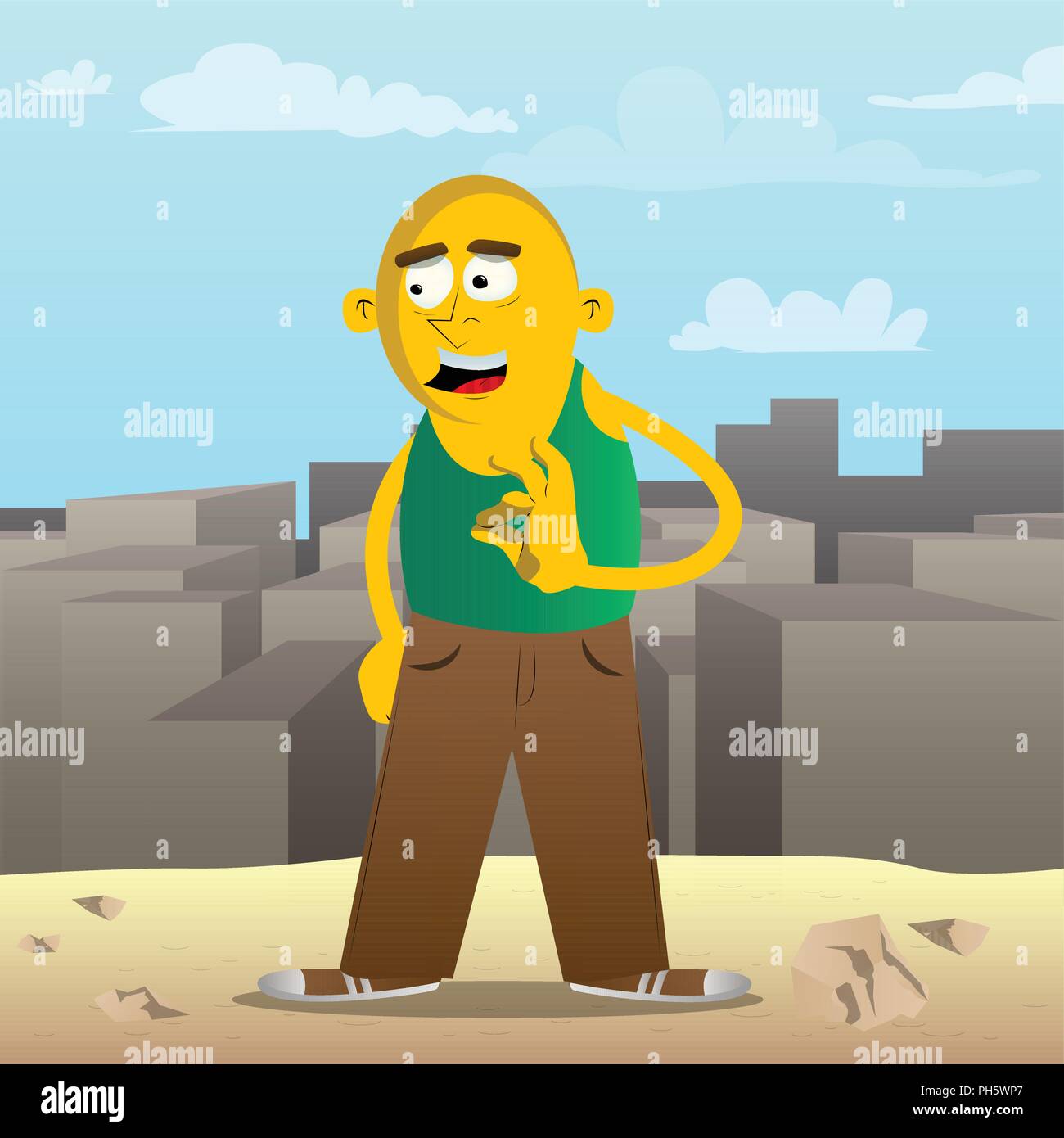 Yellow man showing ok sign. Vector cartoon illustration Stock Vector ...