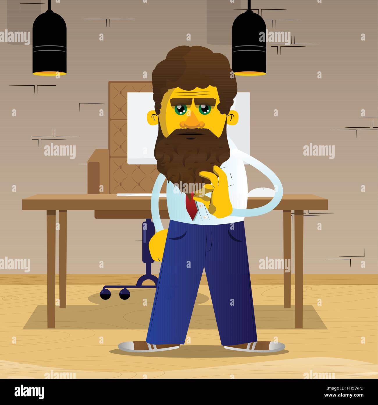 Yellow man showing ok sign. Vector cartoon illustration Stock Vector ...