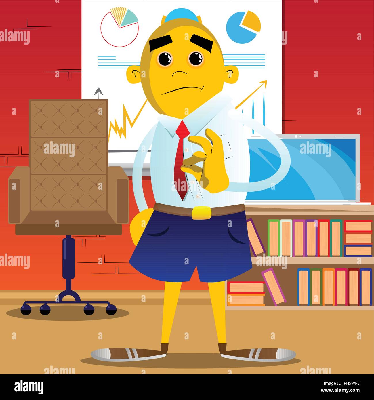 Yellow man showing ok sign. Vector cartoon illustration Stock Vector ...