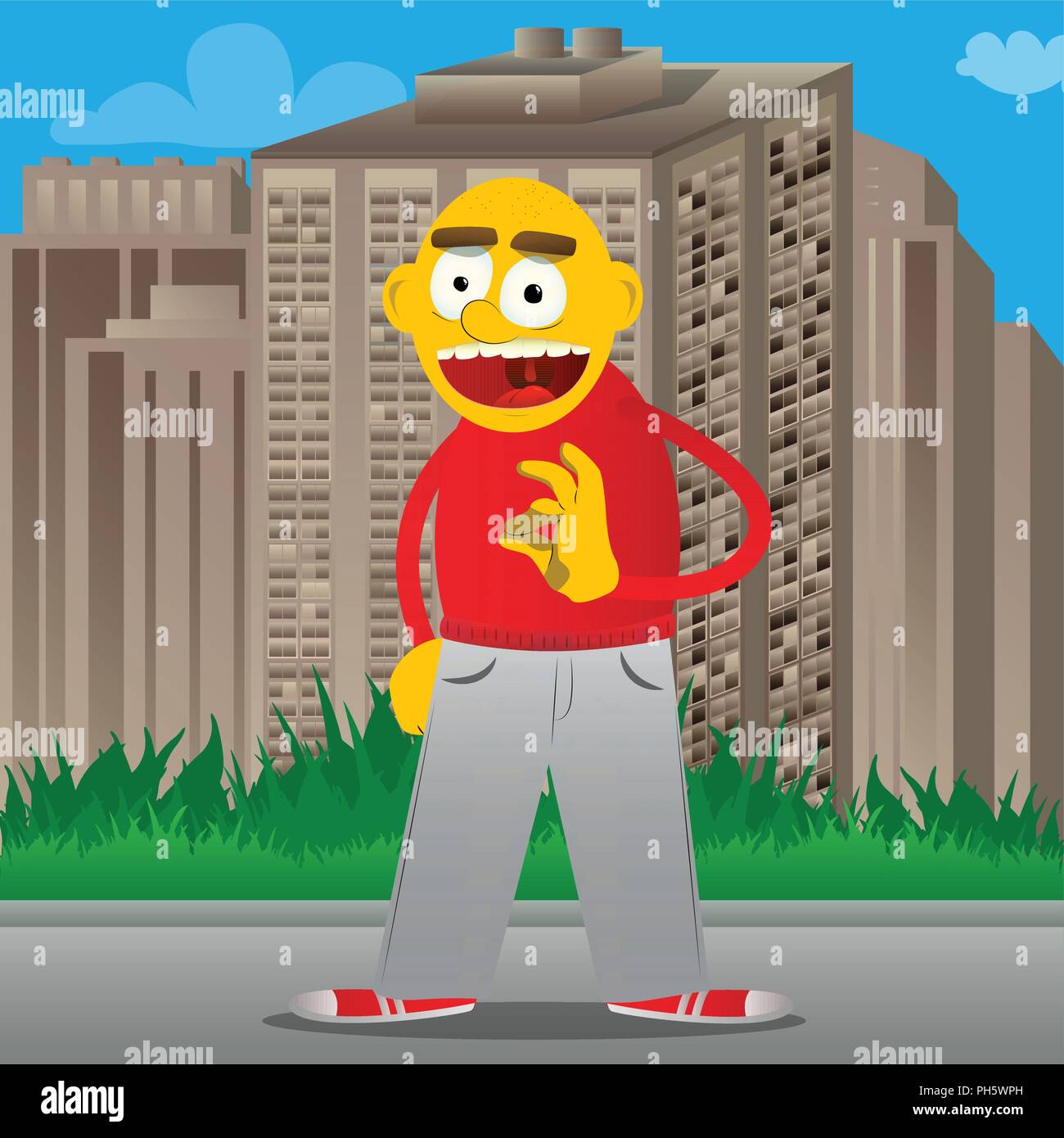 Yellow man showing ok sign. Vector cartoon illustration Stock Vector ...