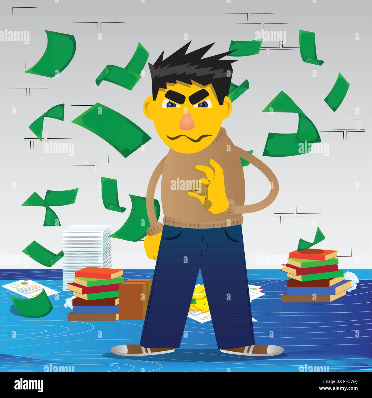 Yellow man showing ok sign. Vector cartoon illustration Stock Vector ...