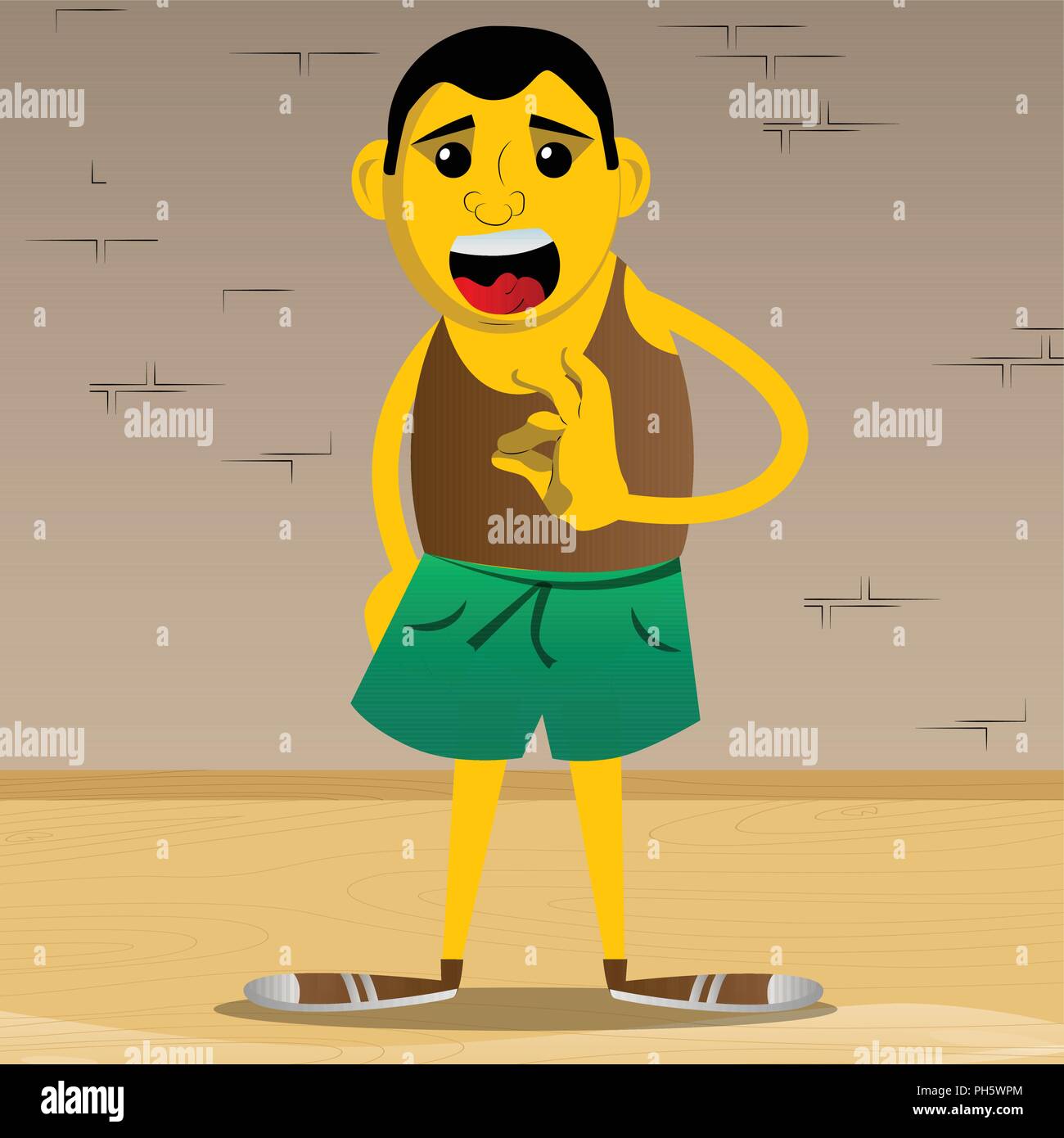 Yellow man showing ok sign. Vector cartoon illustration Stock Vector ...