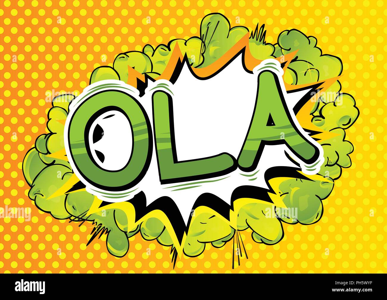Ola (hello in portugese) - Vector illustrated comic book style phrase ...