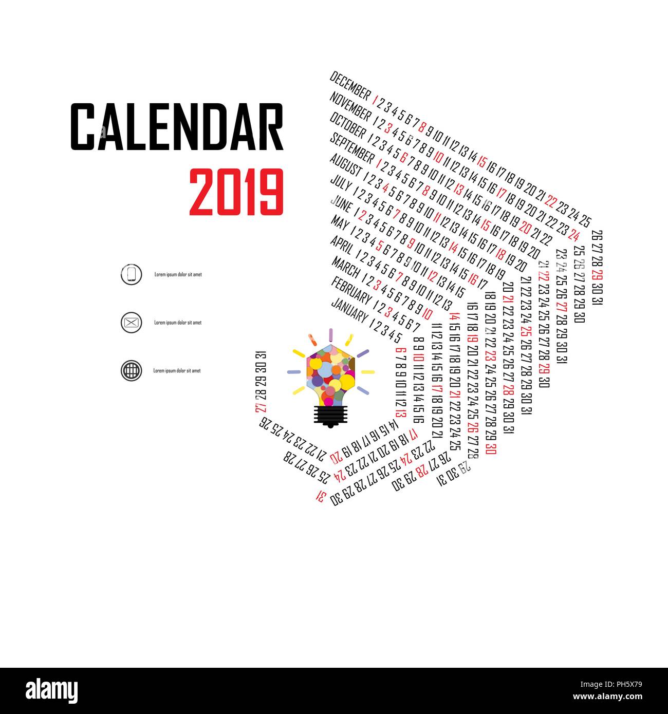 2019 Calendar Template.Hexagon shape calendar.Calendar 2019 Set of 12 ...