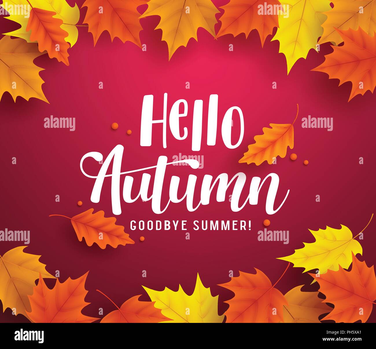 Hello autumn vector background template with autumn typography and ...