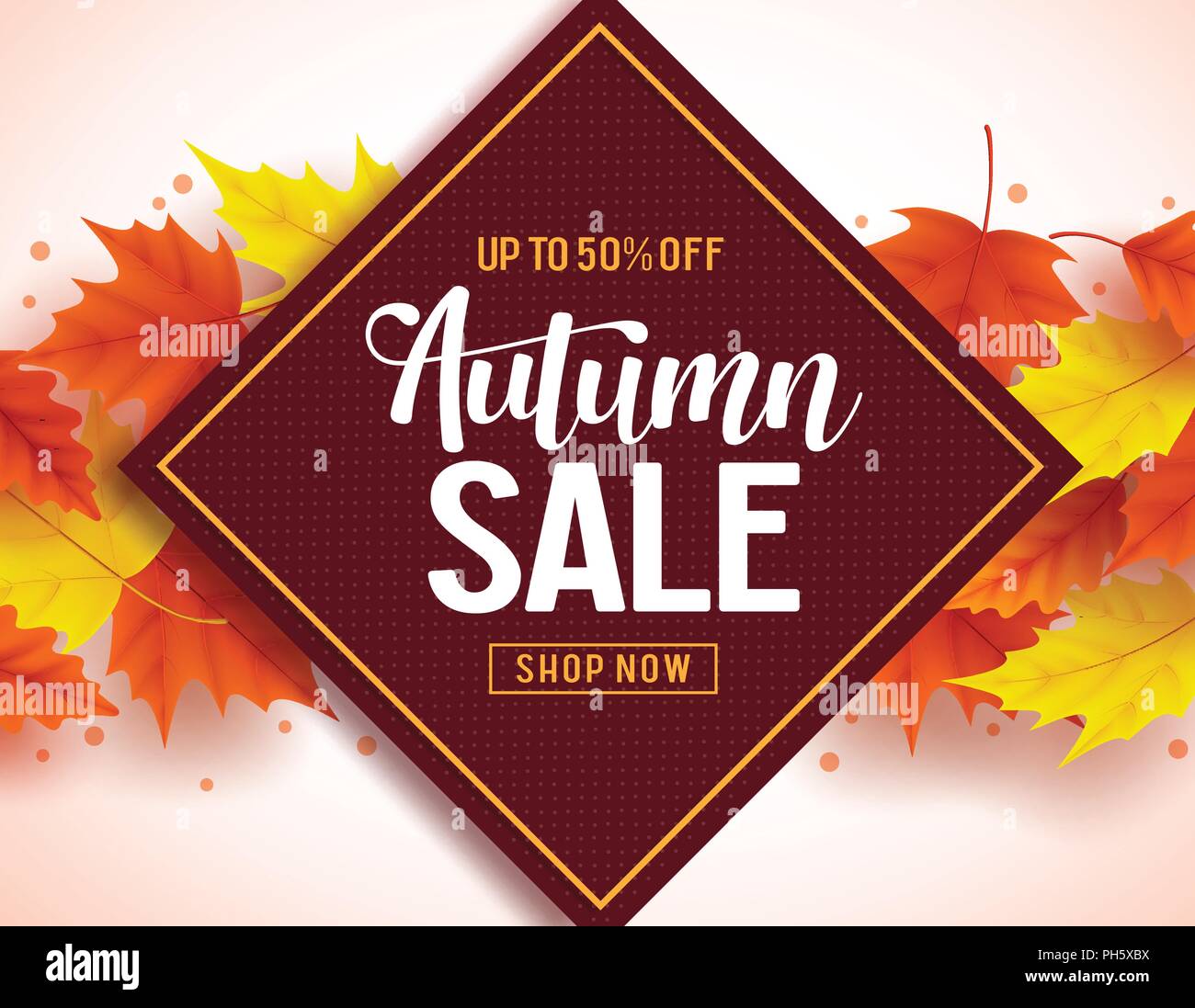 Autumn sale vector banner background with colorful maple leaves ...