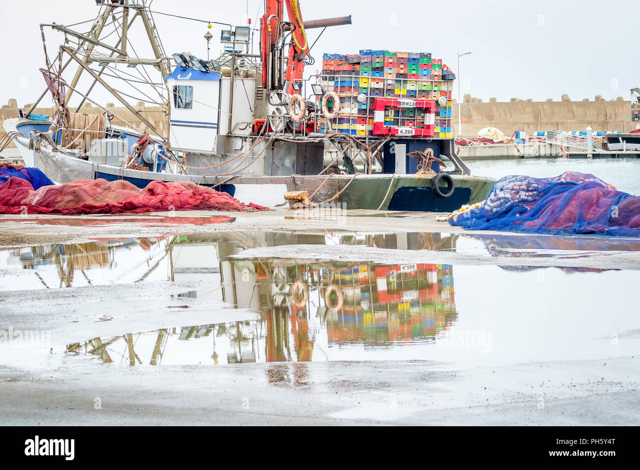 Boat on saaidia harbor Stock Photo - Alamy
