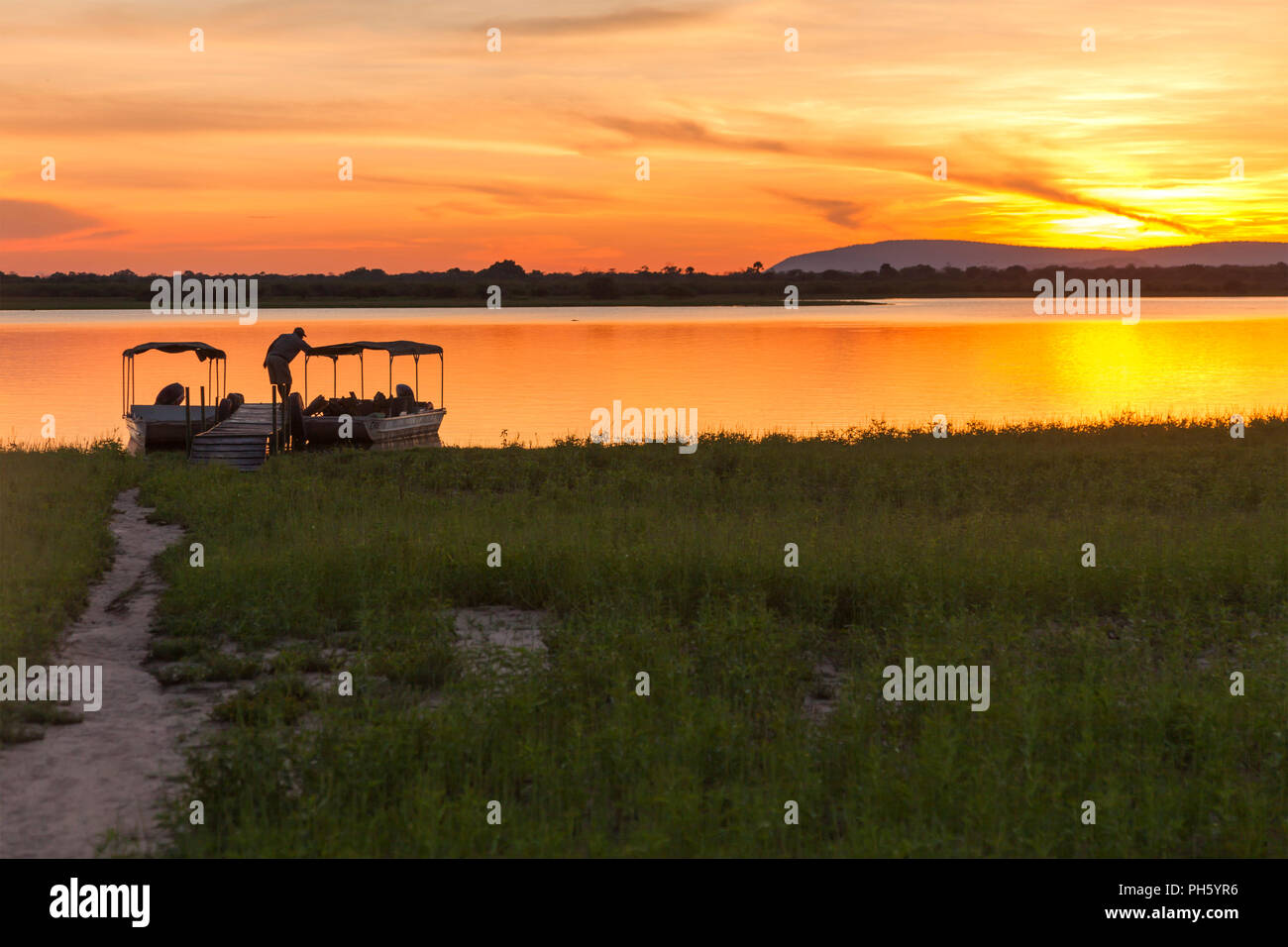 Lake sunset landscape, Tanzania, East Africa Stock Photo - Alamy