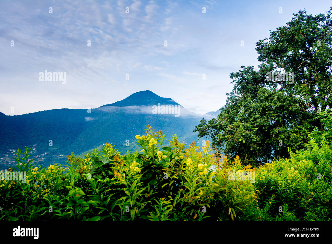 Nepal farm field and hill from chovar Stock Photo - Alamy