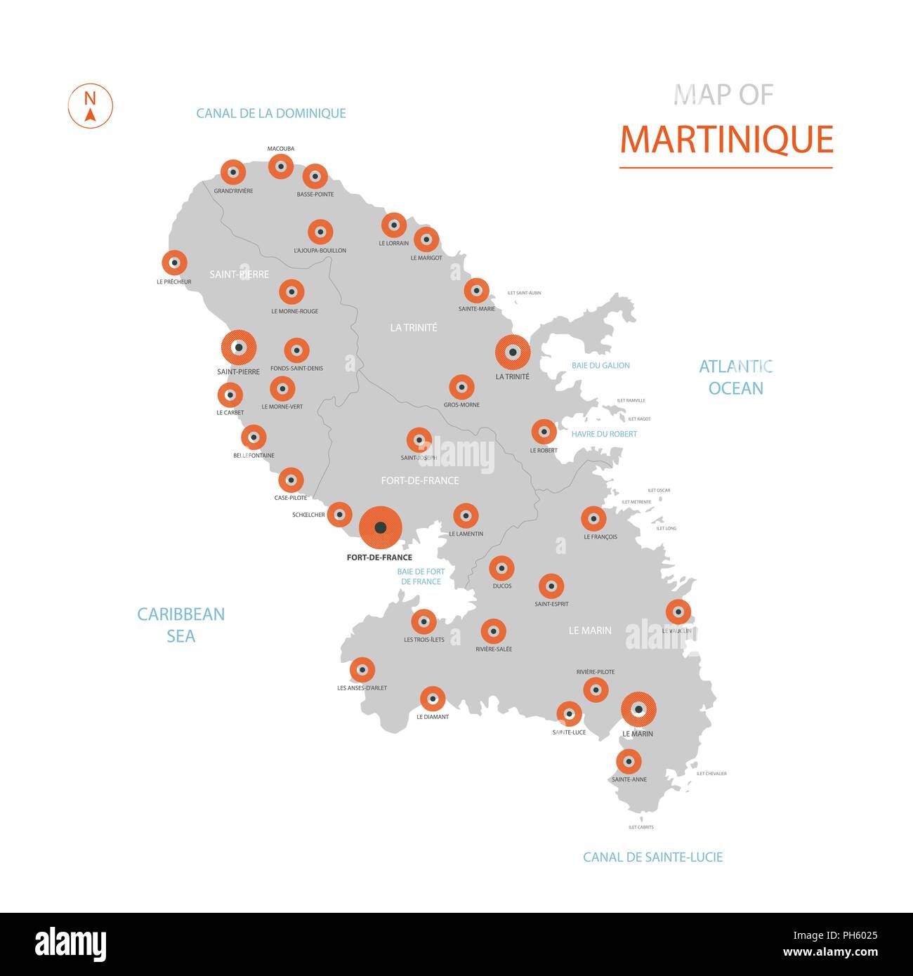 Martinique political map capital fort de france Cut Out Stock Images ...