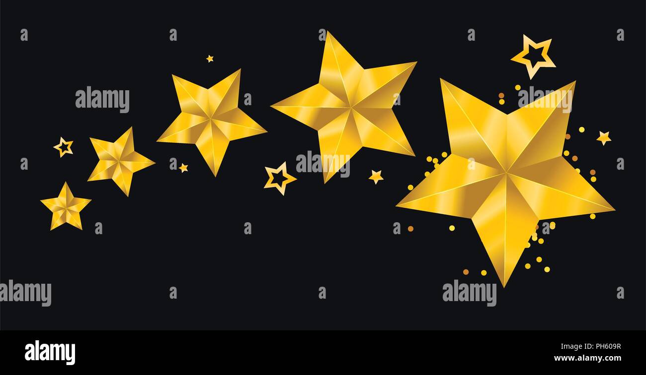 Star Vector realistic metallic golden isolated yellow 3D illustration ...