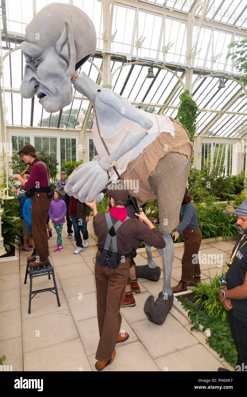 Gnomus the giant gnome character / puppet giving tour to children ...