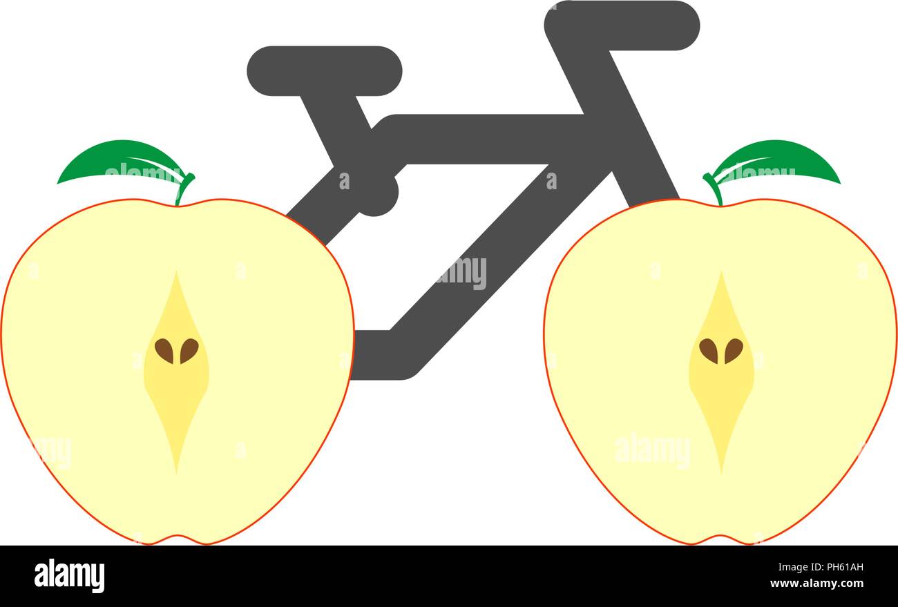 Bicycle is a Healthy Lifestyle, Creative Idea. Cut Apples Instead of ...