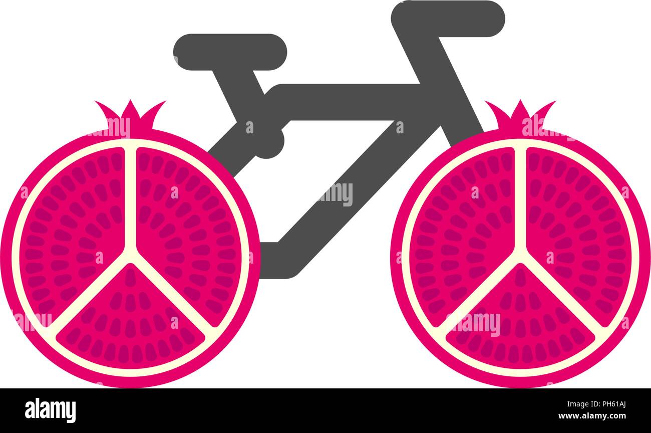 Bicycle is a Healthy Lifestyle, Creative Idea. Cut Pomegranate Fruit ...