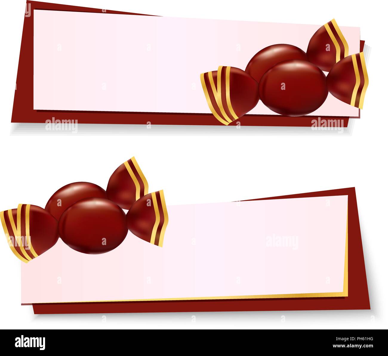 Sweet banners set. Chocolate sweets on light background. Blank b Stock ...