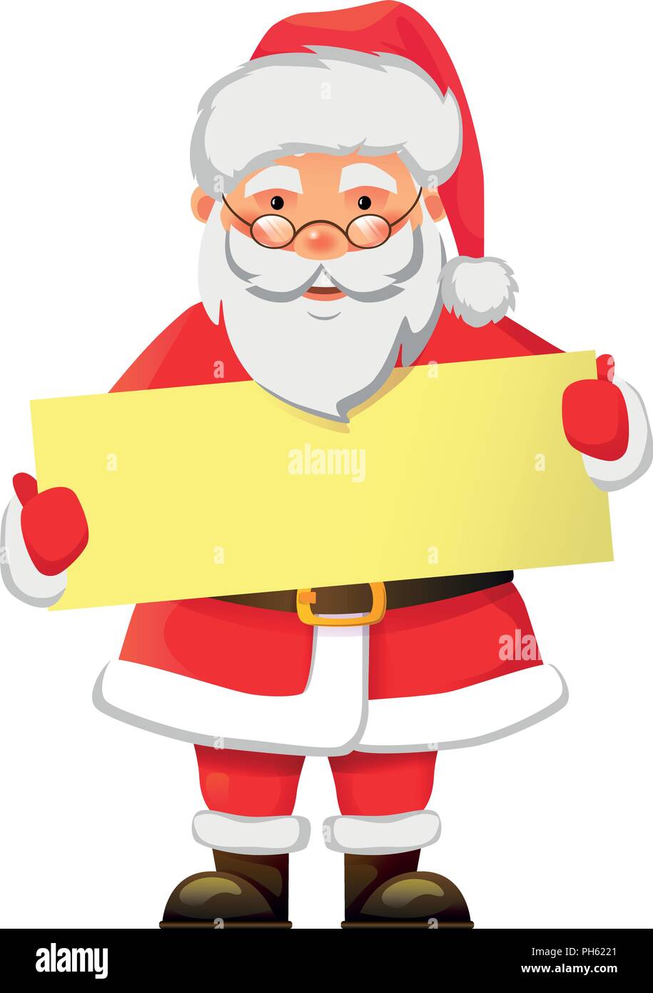 Santa Claus holding banner. Santa Claus with message board vector ...