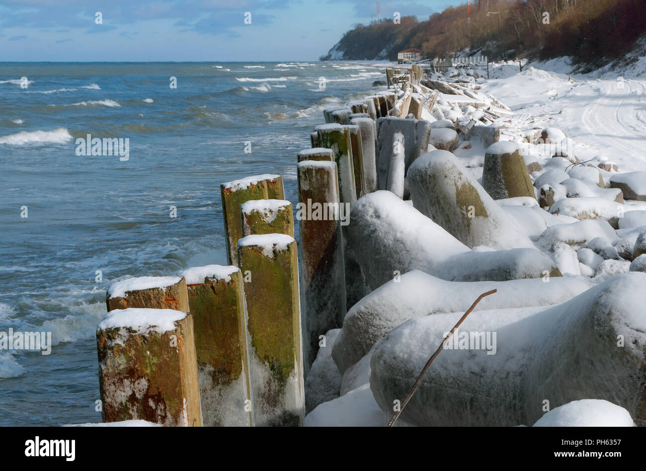 construction of a promenade on the sea, construction of coastal ...