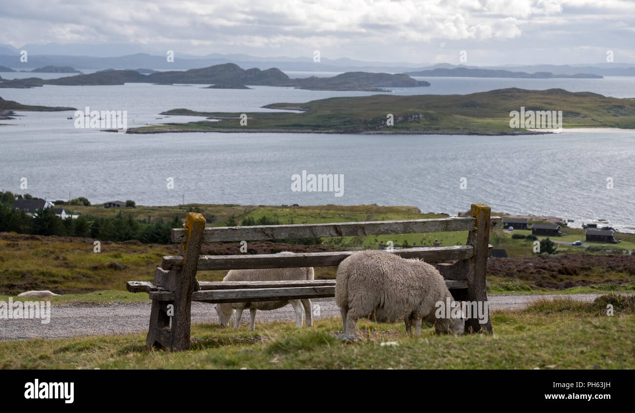 Panoramic view of the Summer Isles taken from the mainland, north of ...