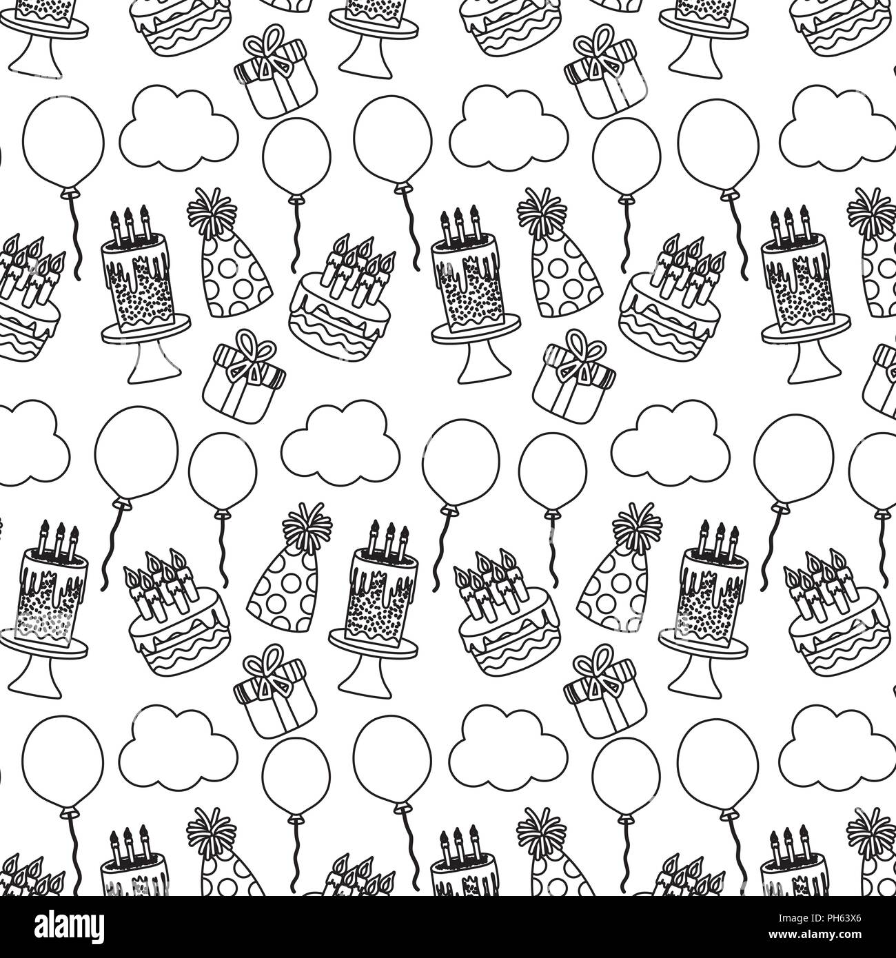 line happy birthday party decoration background Stock Vector Image ...