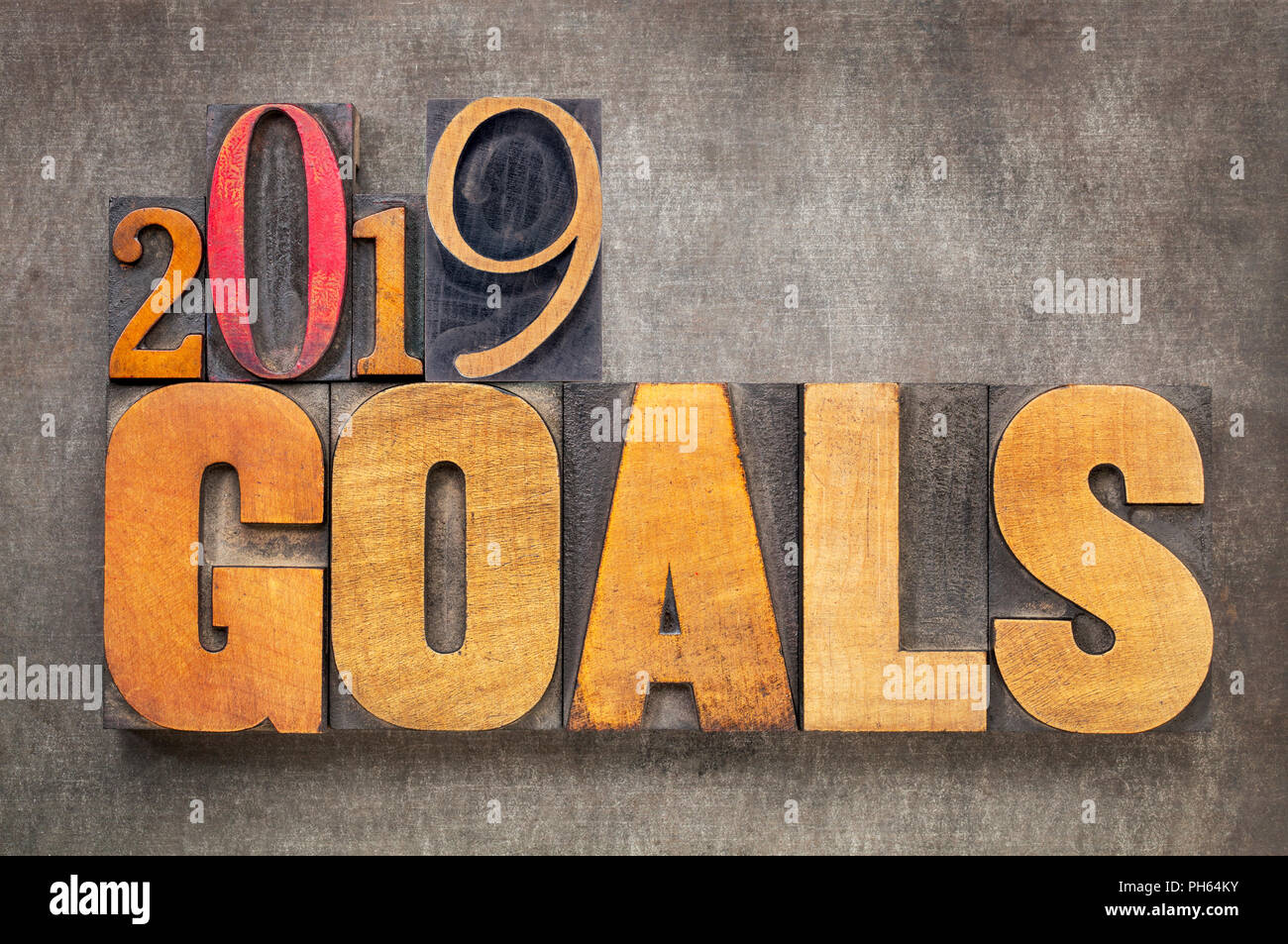 2019 goals - New Year resolution concept - word abstract in vintage ...