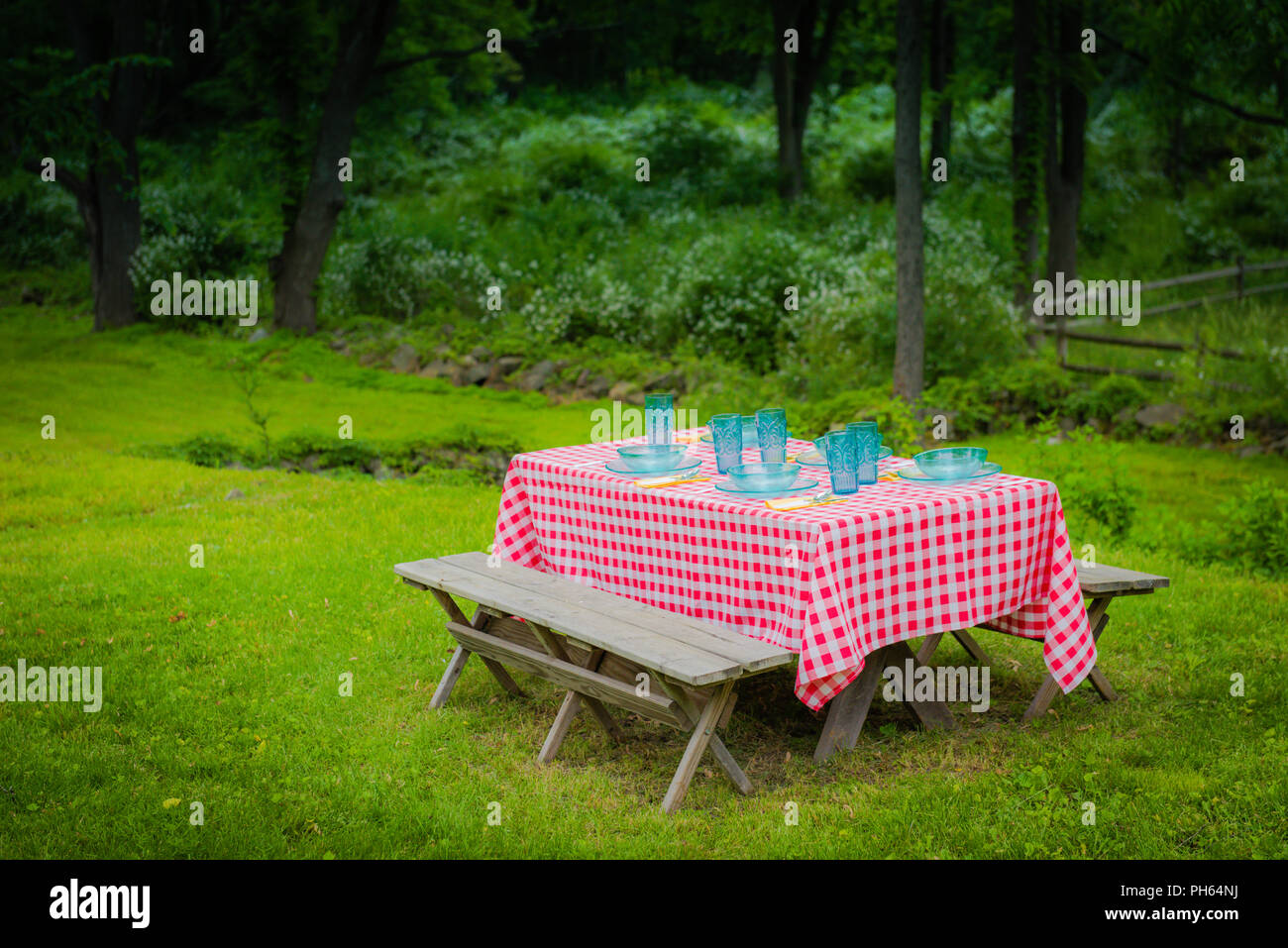 Retro picnic setting on country estate Stock Photo - Alamy