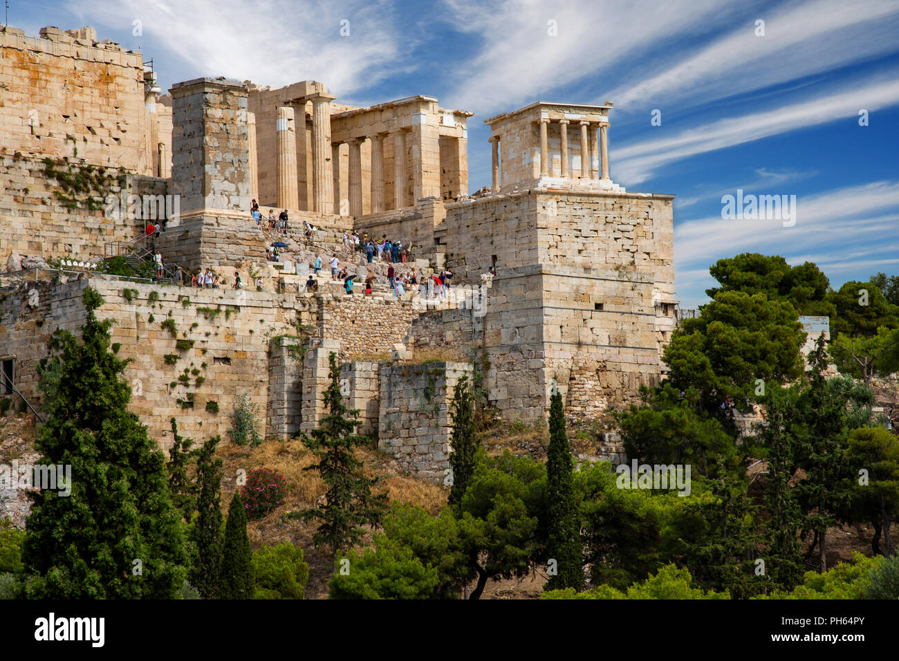 The Propylaea of the Acropolis of Athens with the temple of Athena Nike ...