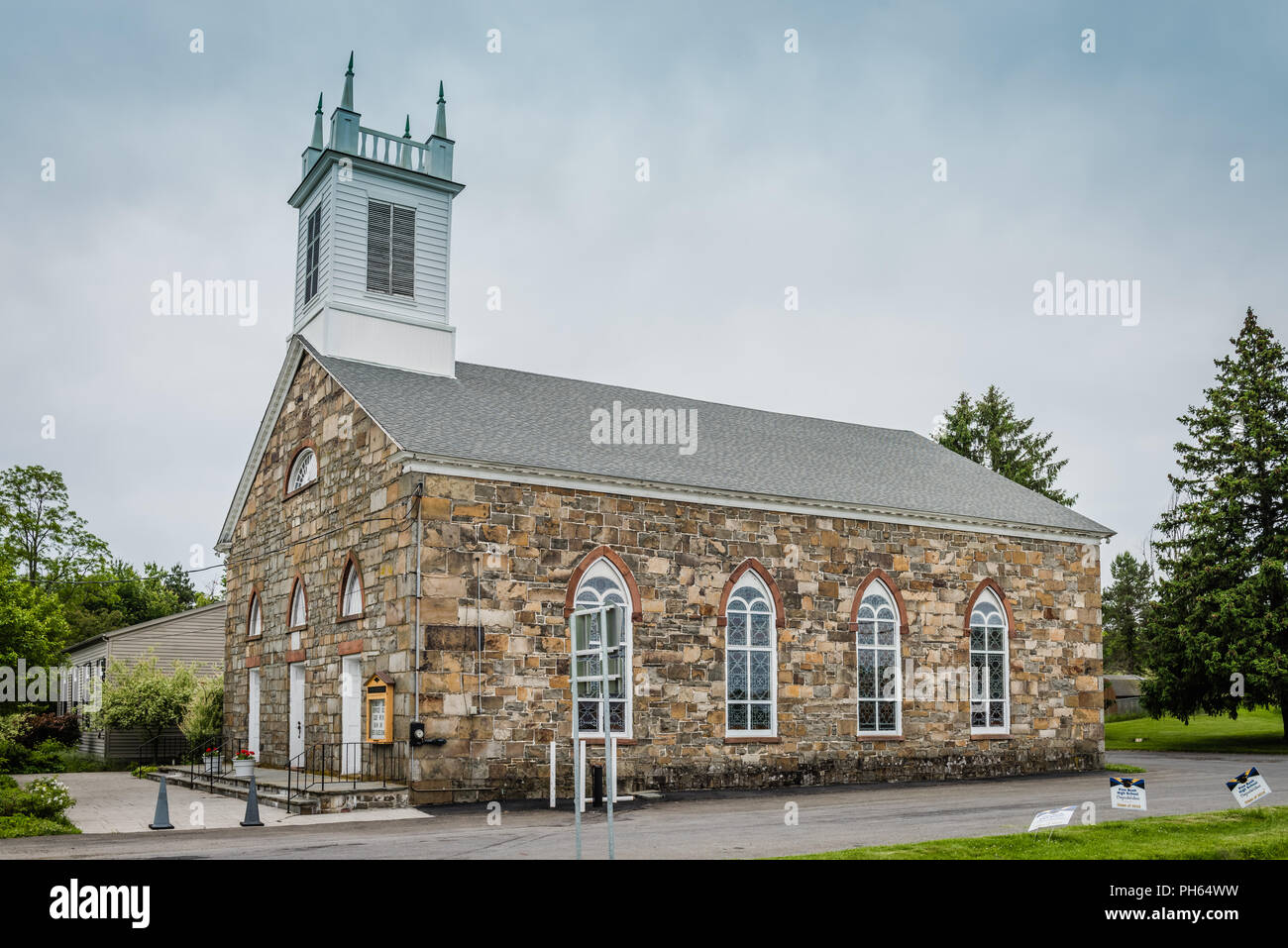 Crawford, NY /USA - June 9, 2018: Historic stone church in Upstate New ...