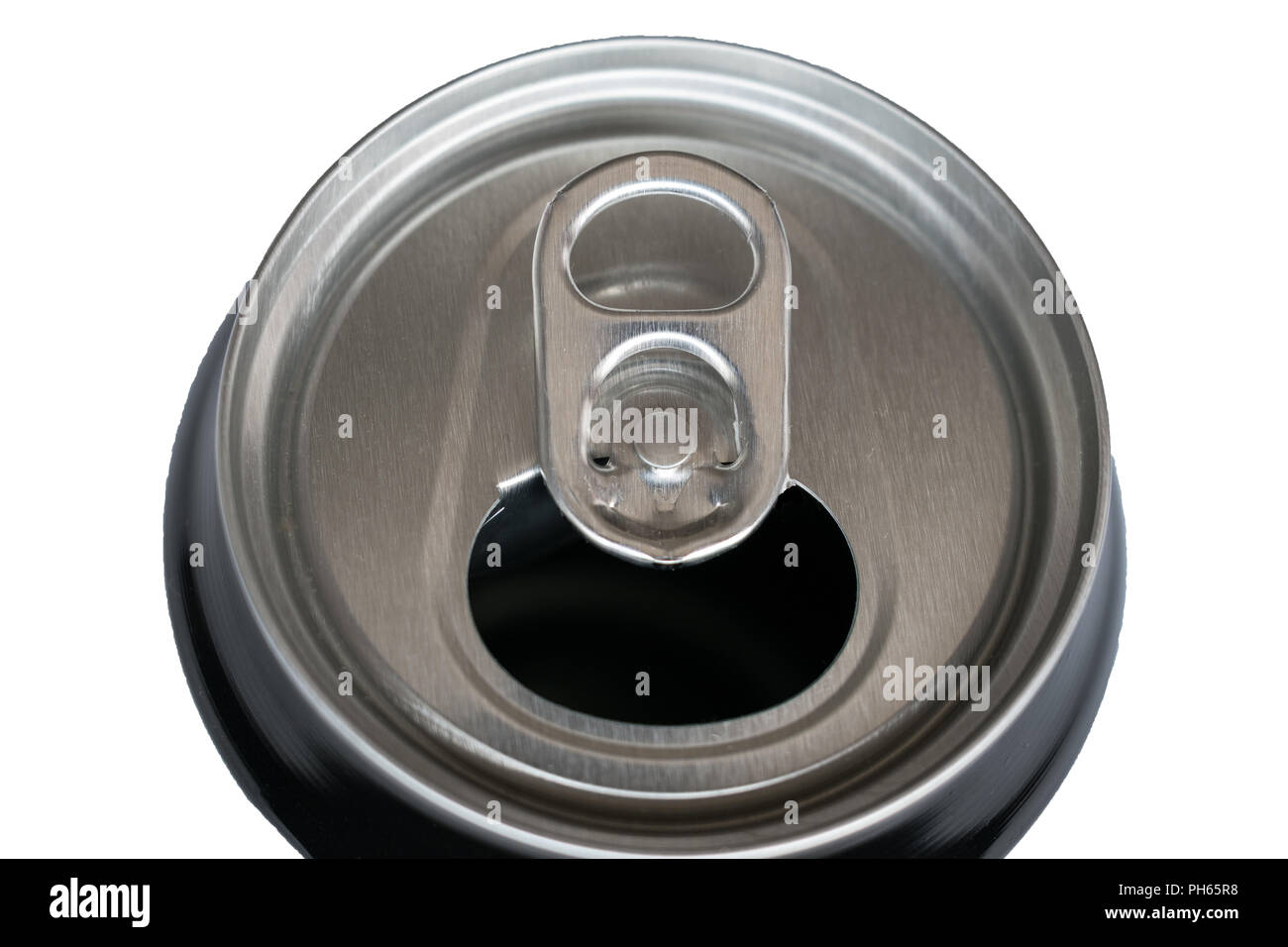 Top view of an open can of soda isolated on white Stock Photo - Alamy