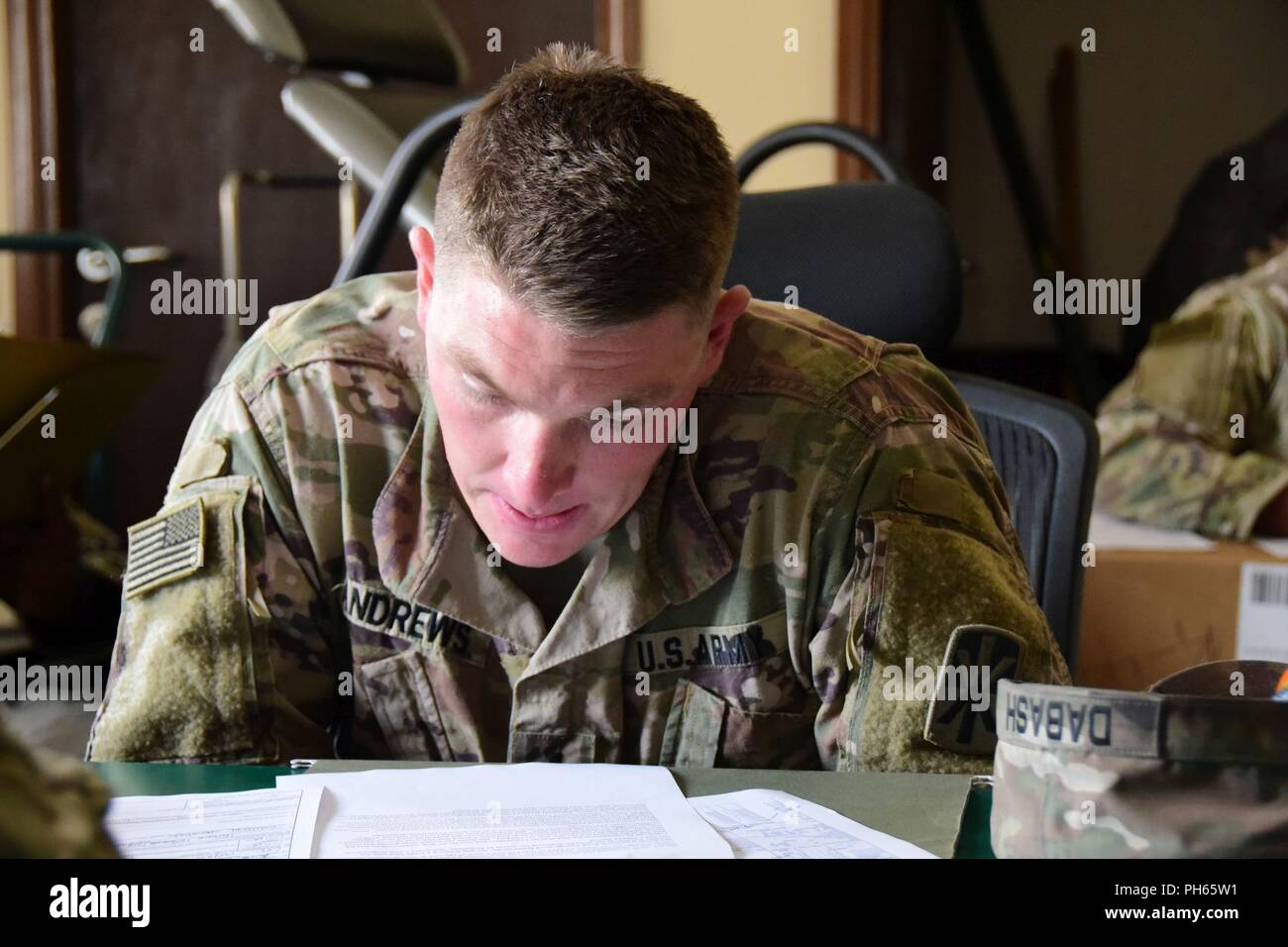 U.S. Army 1st Lt. Taylor Andrews, Bravo Battery executive officer, 5-52 ...