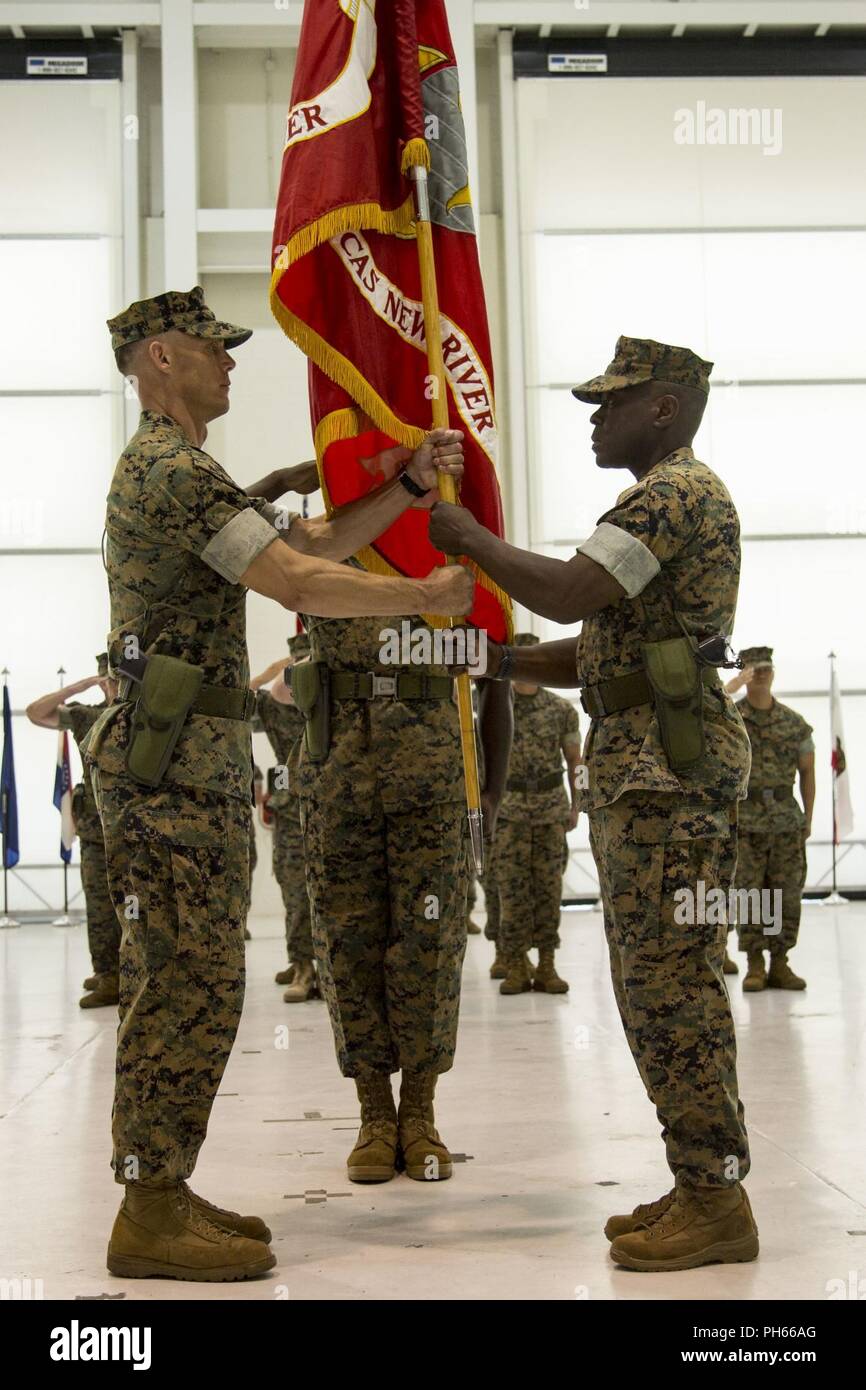 Lt. Col. Quentin Vaughn, right, relinquishes command to Lt. Col ...