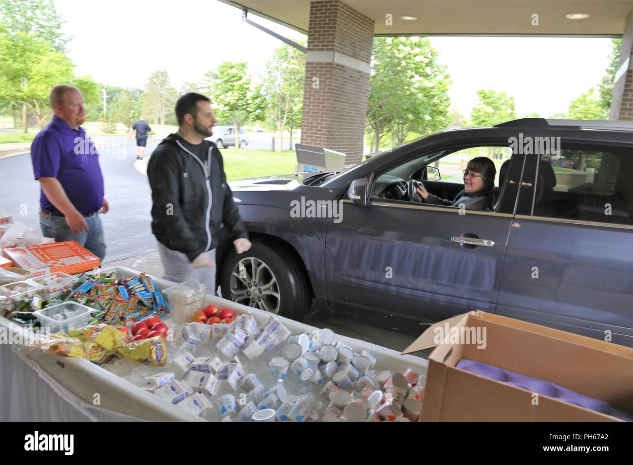 Fort McCoy, Wis., community members get a free drive-thru breakfast at ...