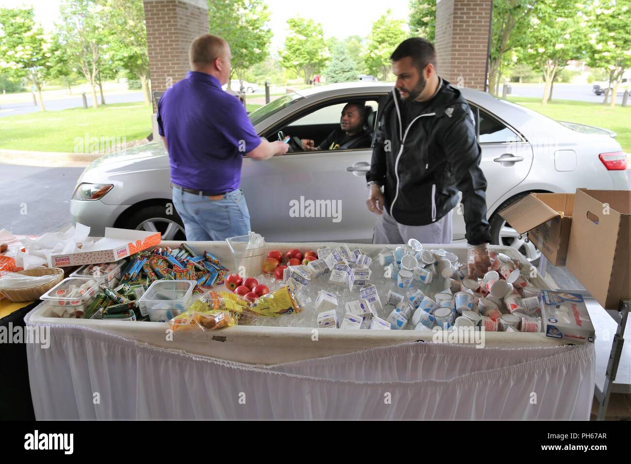 Fort McCoy, Wis., community members get a free drive-thru breakfast at ...