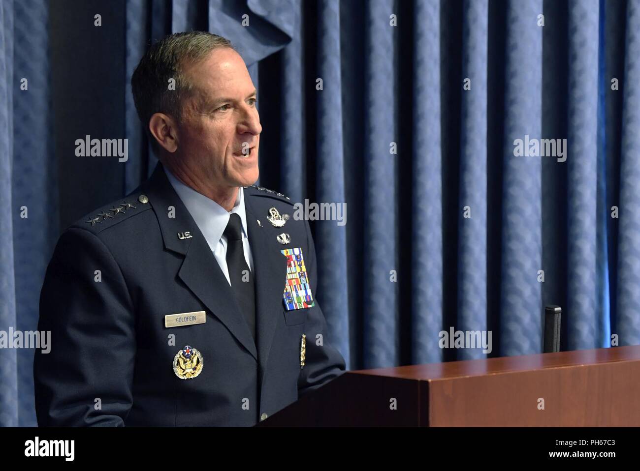 Air Force Chief of Staff Gen. David L. Goldfein talks about the actions ...
