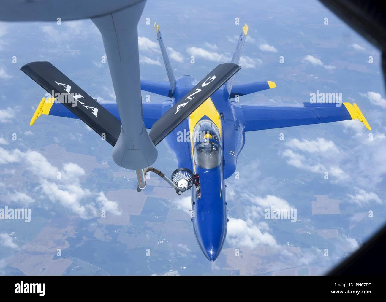 The 117th Air Refueling Wing refuels the U.S. Navy Blue Angels during a ...