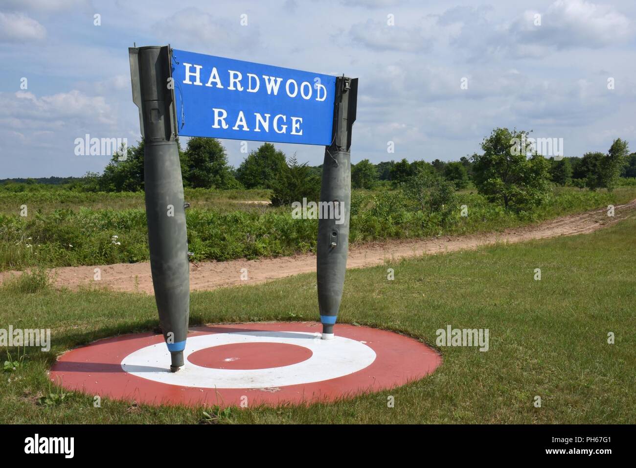 The Hardwood Air-to-Ground Weapons Range entry sign near Finley ...