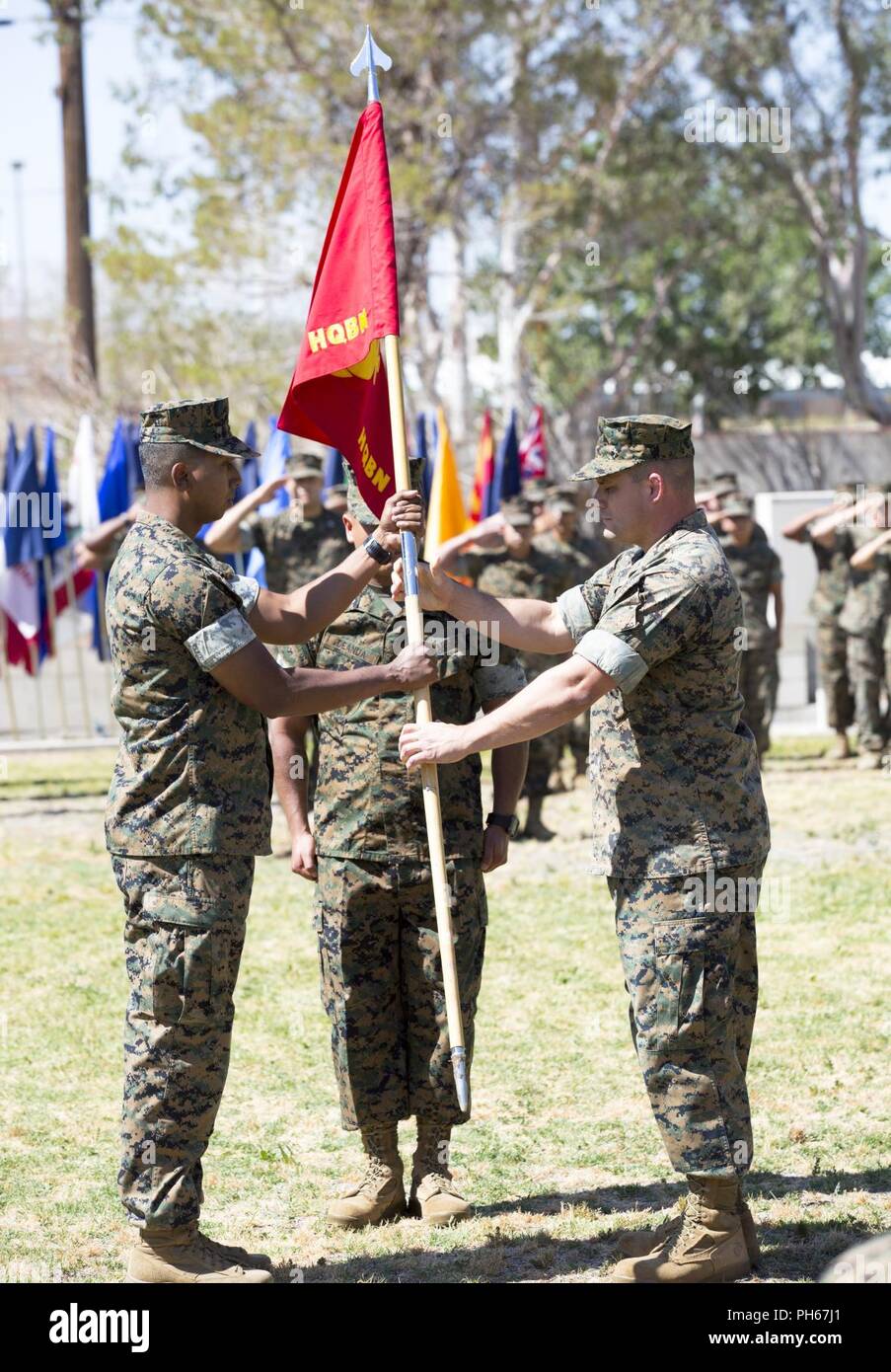Major Alfredo Romero (right), outgoing Headquarters Company commanding ...
