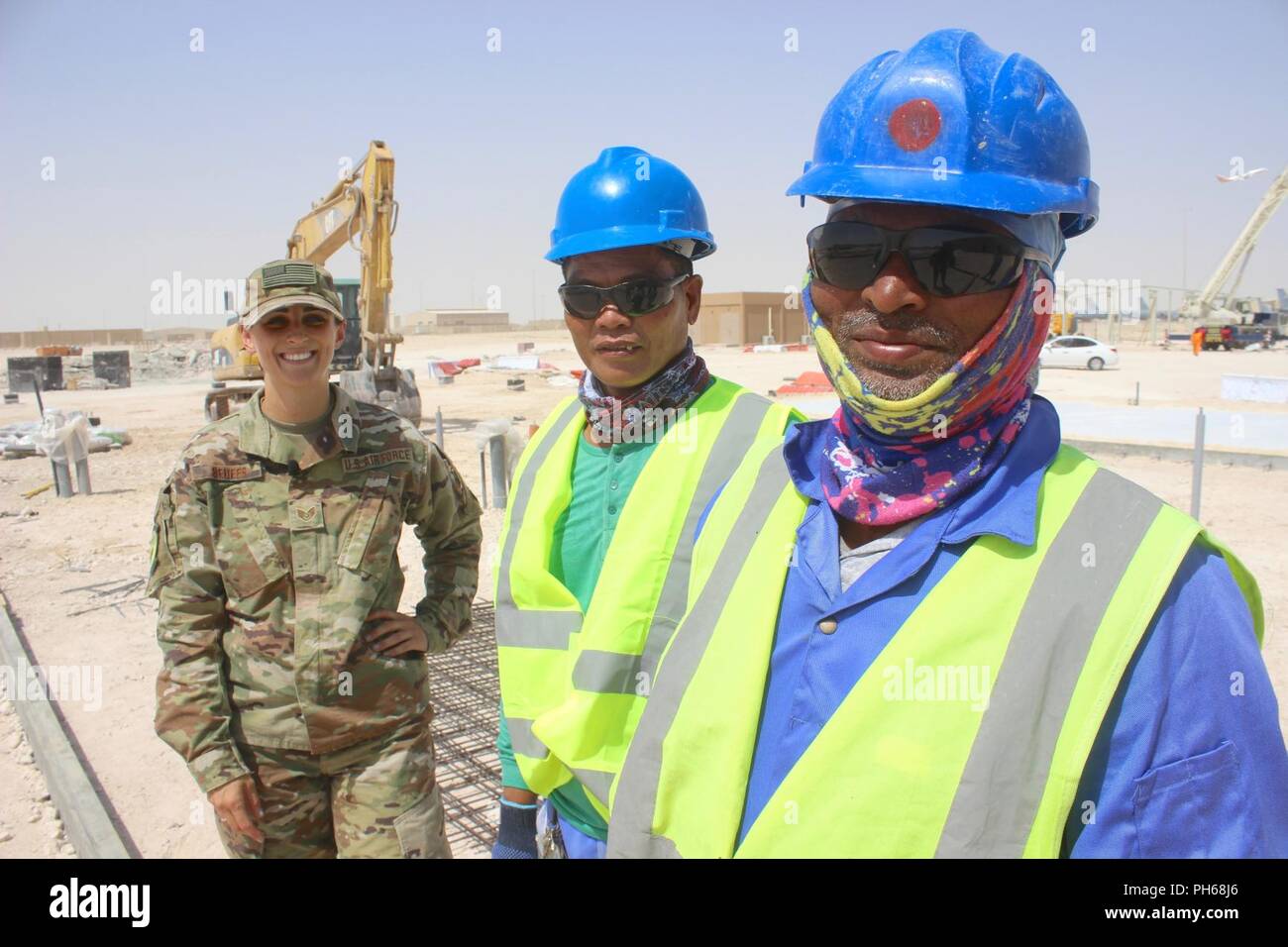 Staff Sgt. Olivia Seufer, 379th ECES Force Protection escort stands for ...