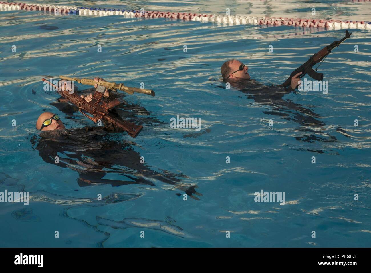 Marines tread water during a reconnaissance screener test at the Camp ...
