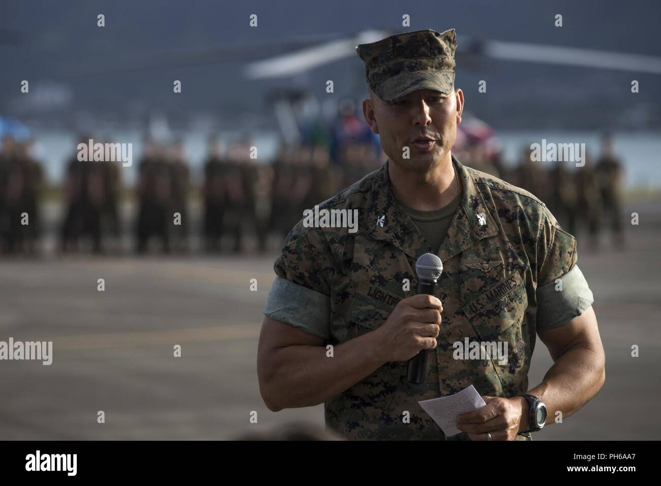 U.S. Marine Corps Col. Stephen Lightfoot, on-coming commanding officer ...