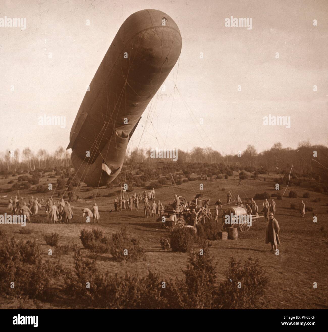 Barrage balloon, Somme, northern France, c1914-c1918. Artist: Unknown ...