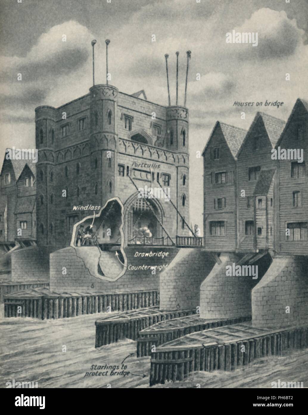 'The Drawbridge Defending London City', c1934. Artist: Unknown Stock ...