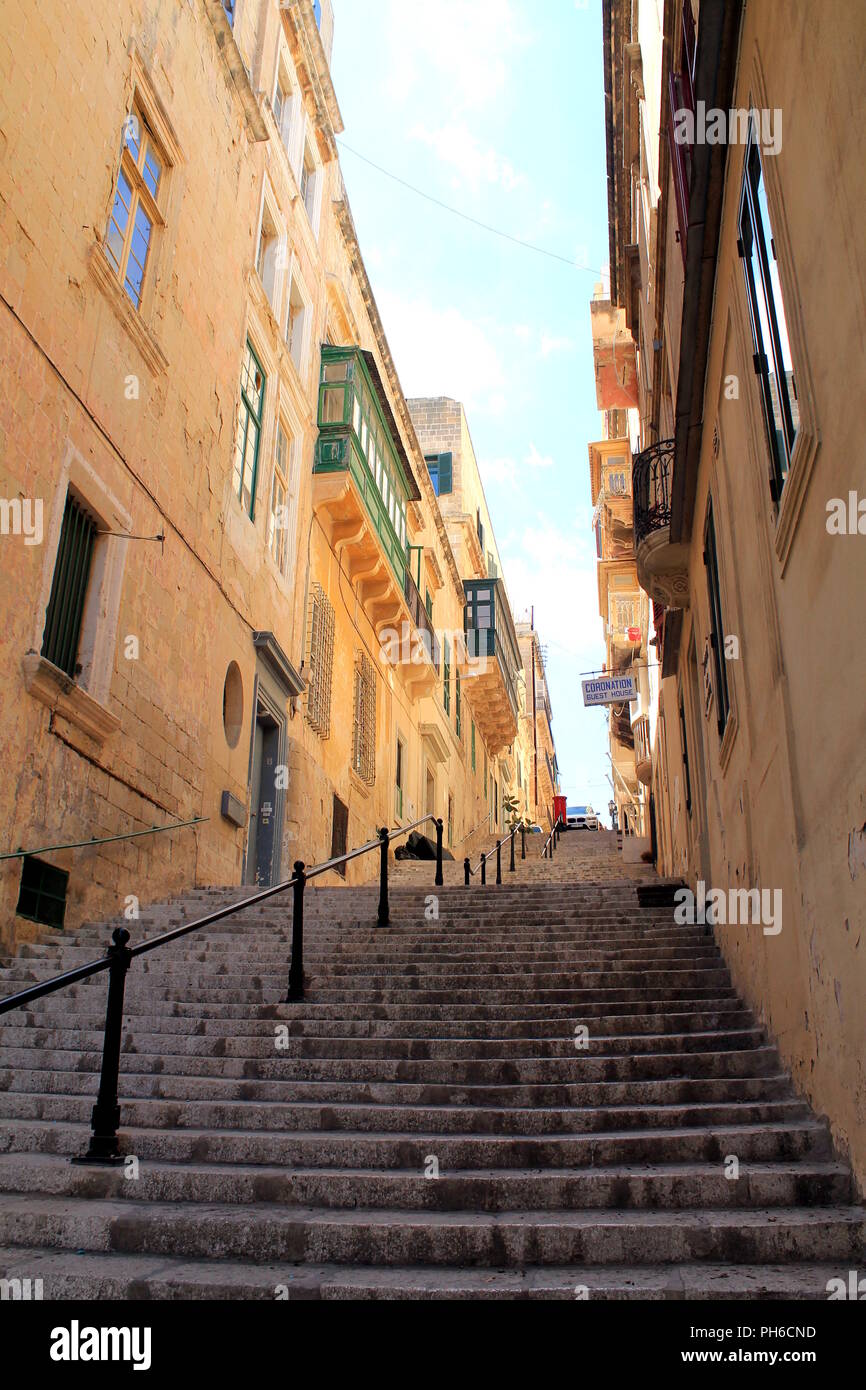 Malta steps valletta street hi-res stock photography and images - Alamy